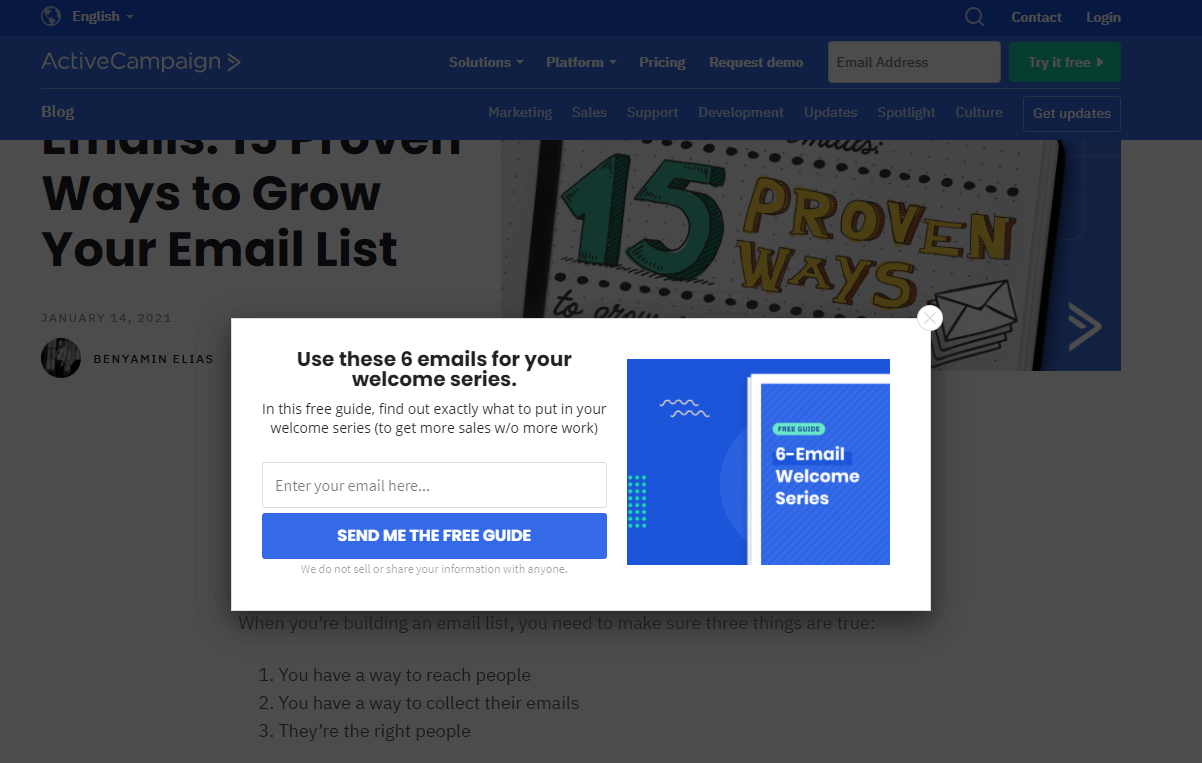 15+ Email Popup Examples And Why They Work in 2021